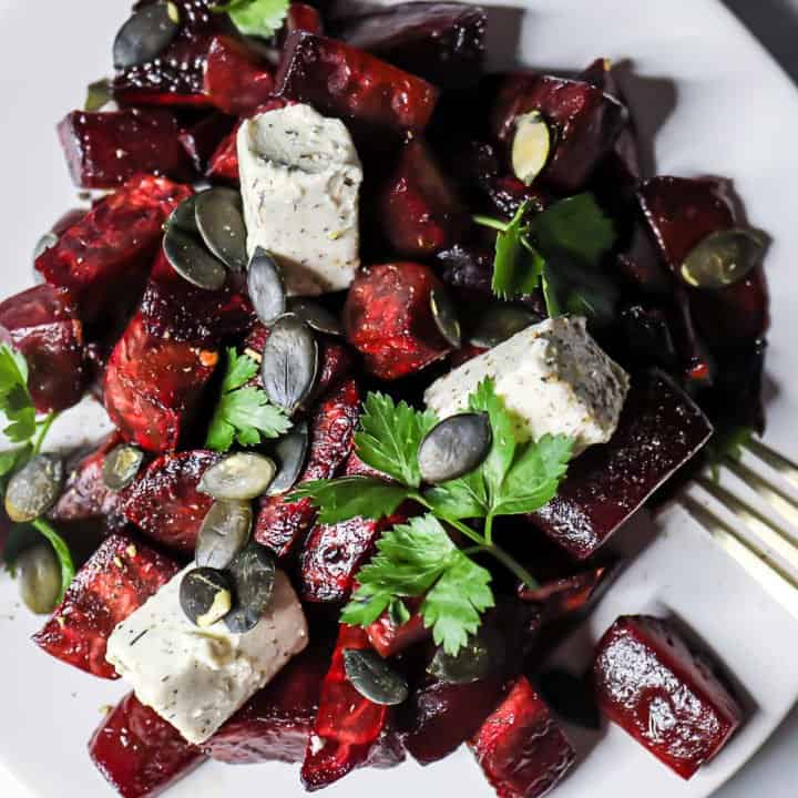 Roasted Beets In Oven With Goat Cheese (Easy Side Salad) - Sip Bite Go