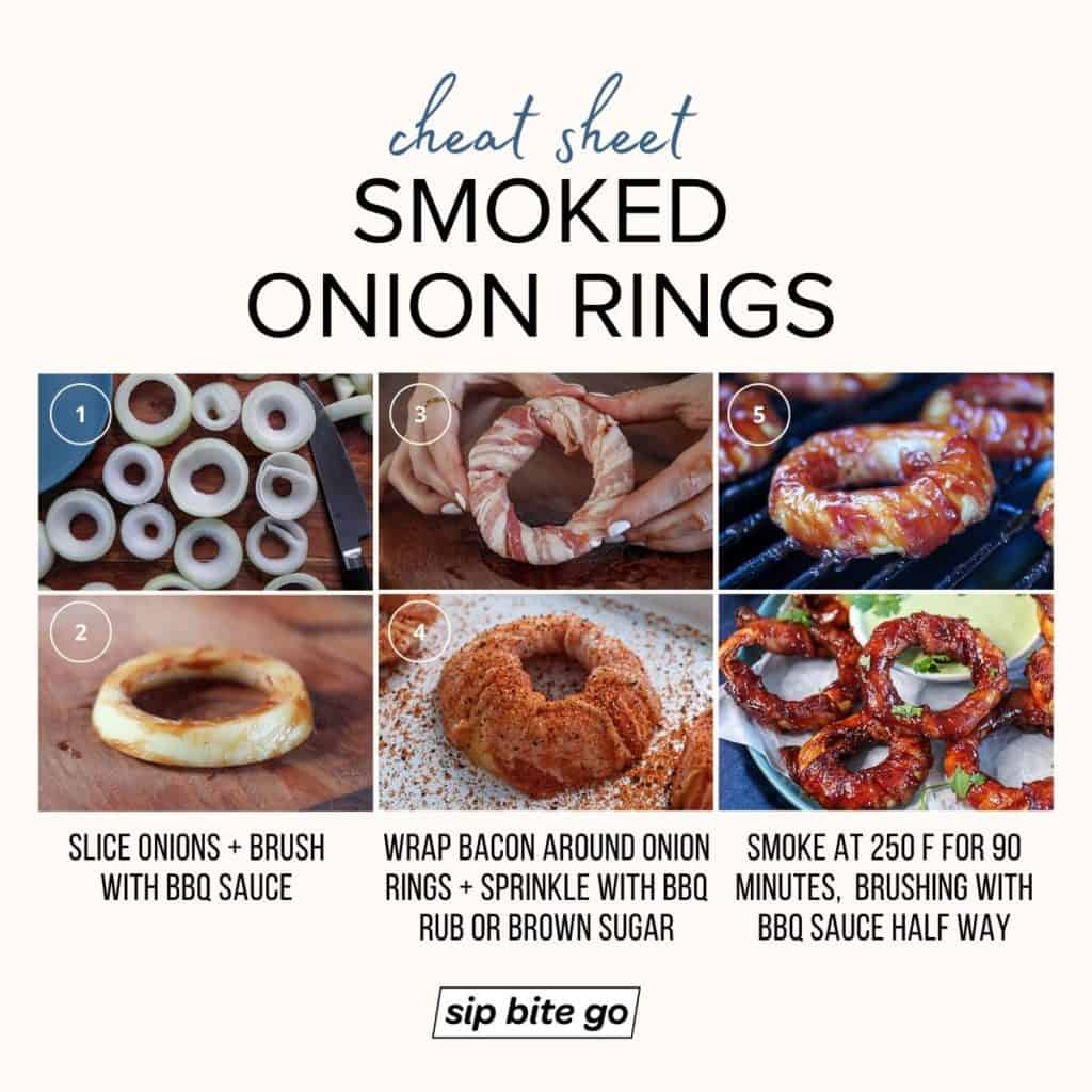 Smoked Bacon Wrapped Onion Rings - Traeger Recipe - Sip Bite Go