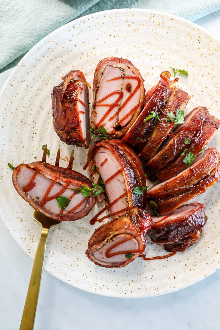Smoked Bacon Wrapped Pork Tenderloin On Traeger Grills - Sip Bite Go