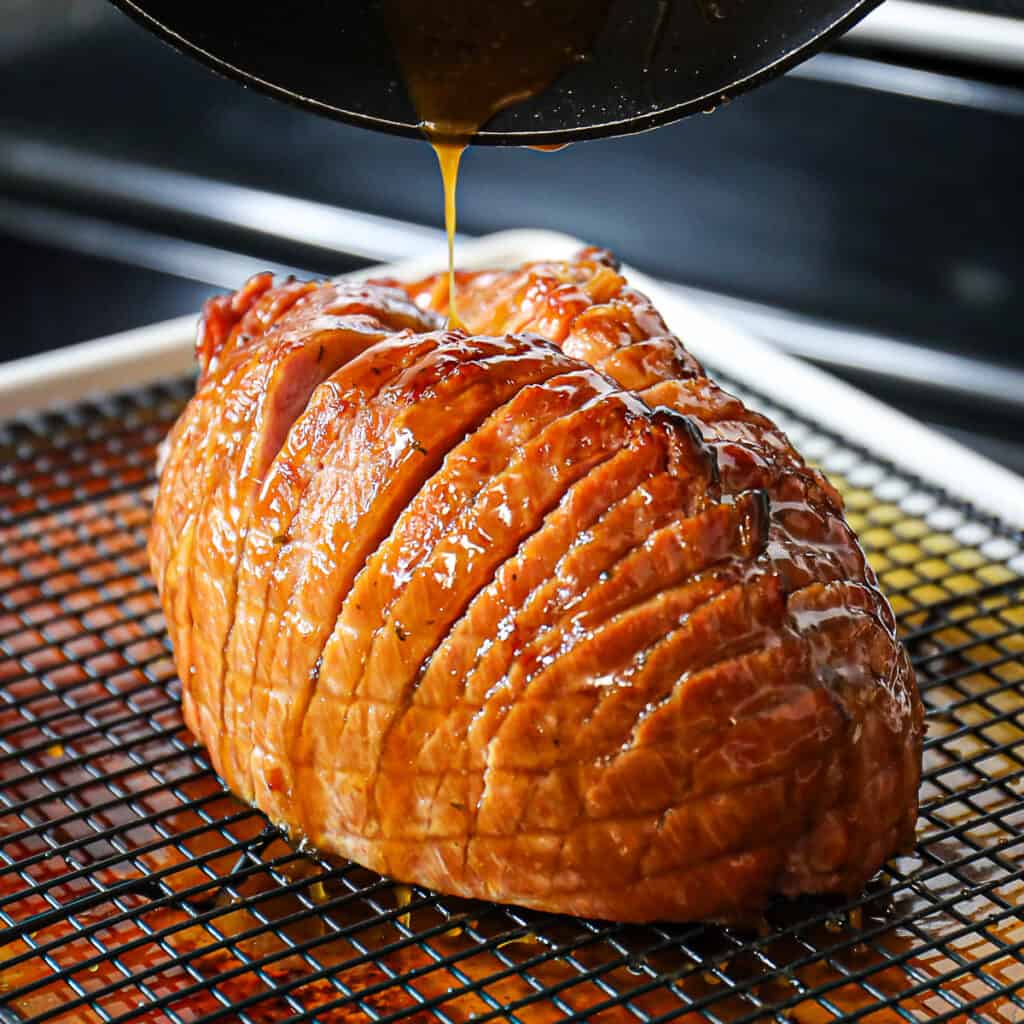 Oven Baked Ham With Easy Bourbon Glaze Recipe - Sip Bite Go