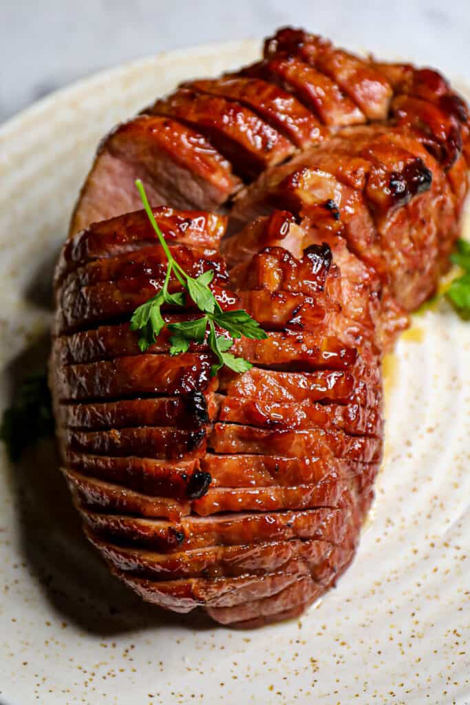 Oven Baked Ham With Easy Bourbon Glaze Recipe - Sip Bite Go