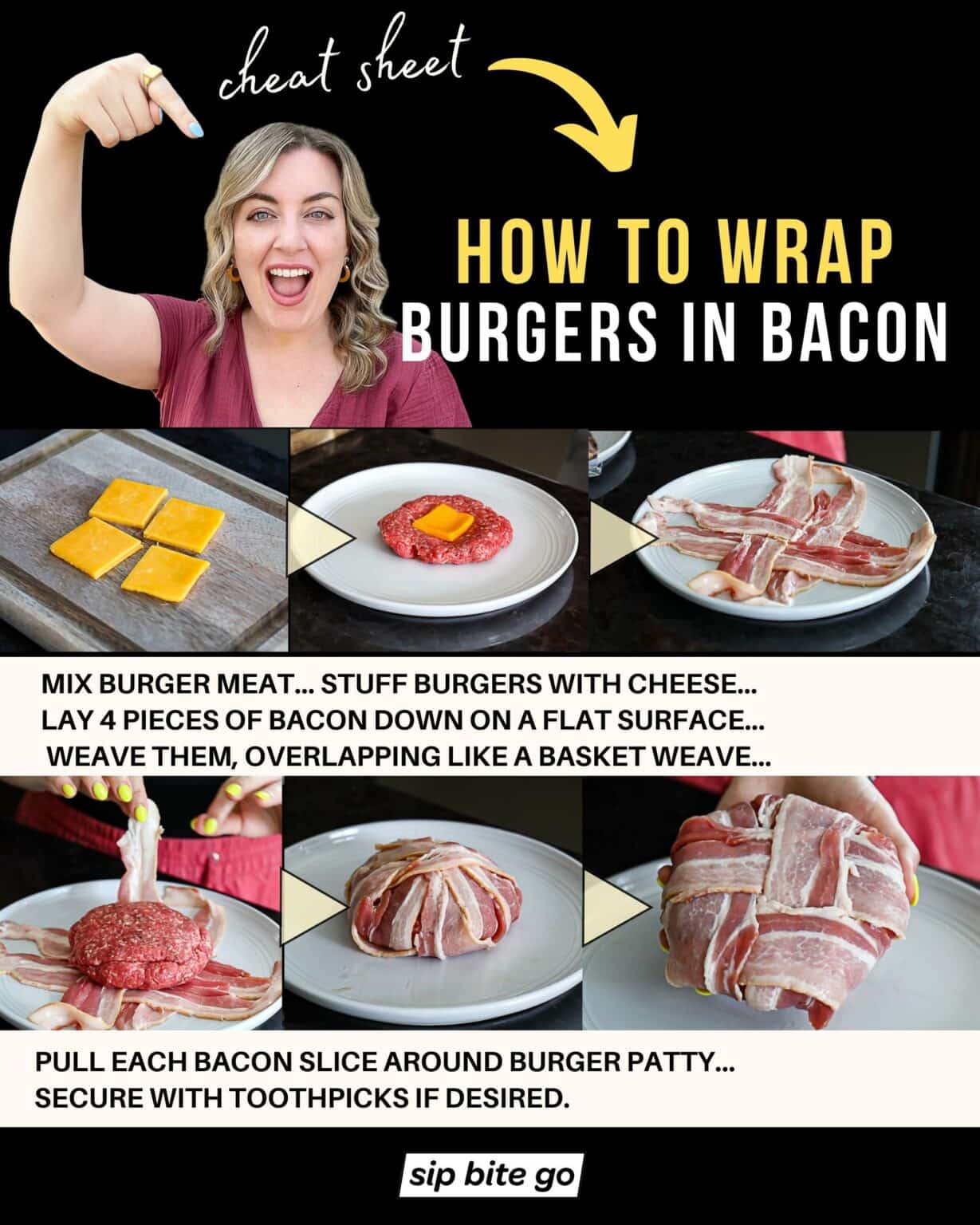 Bacon Wrapped Burger Recipes: Wrap + Cooking tips - Sip Bite Go