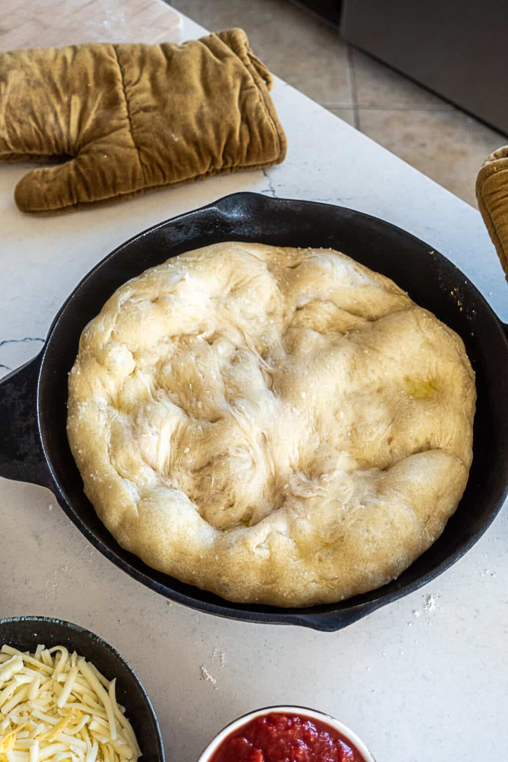 Easy Cast Iron Skillet Pizza In The Oven - Sip Bite Go
