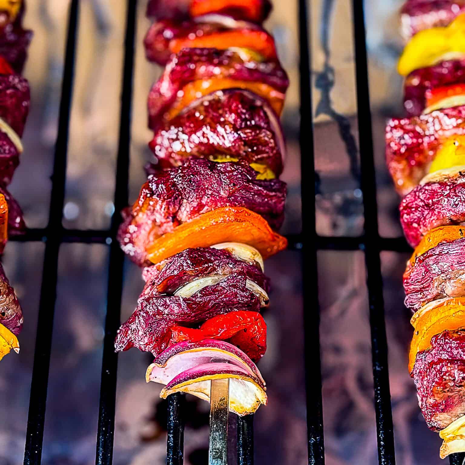Smoked Steak Kabobs with Veggies on the Traeger Grill - Sip Bite Go