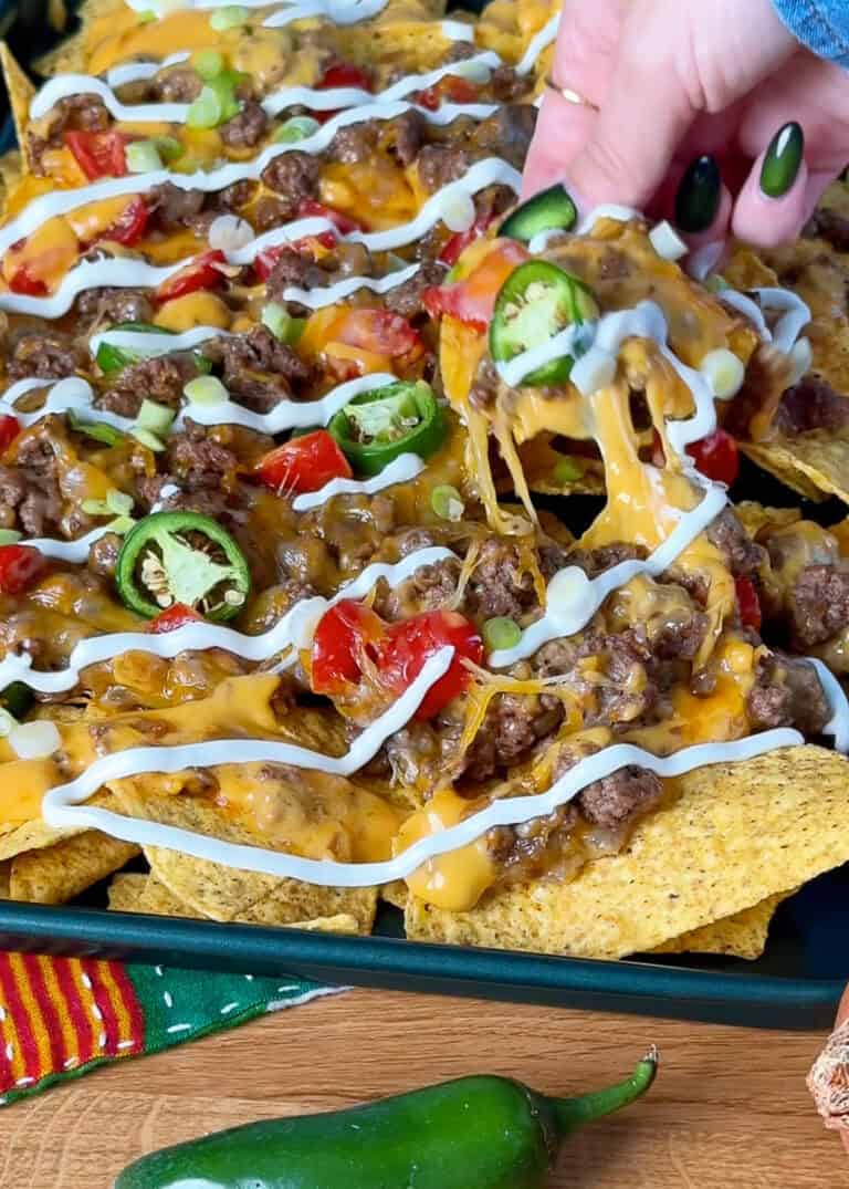Viral Sheet Pan Nachos With Sliding Cheese - Sip Bite Go